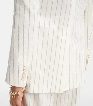 Max Mara Jadi Striped Cotton And Linen Blazer - Neutrals
