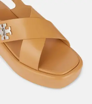 Tory Burch T Lock 40 Leather Platform Sandals