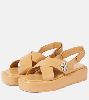 Tory Burch T Lock 40 Leather Platform Sandals