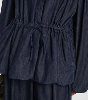 Dries Van Noten Gathered Denim Blouse