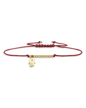 SYDNEY EVAN 14k Yellow Gold Diamond Hamsa Charm Bracelet - Gold/red