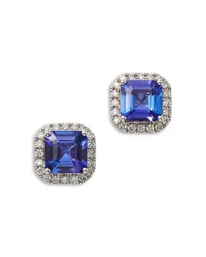 Bloomingdale'S Tanzanite And Diamond Stud Earrings - White/blue