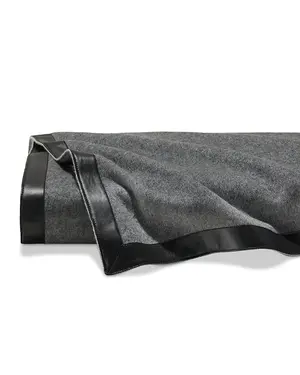 PRATESI Dolomiti Cashmere & Leather Throw Blanket, 55 X 71 - Charcoal/sterling