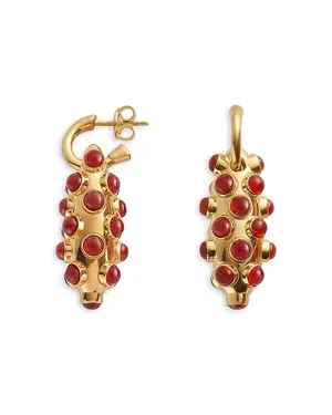 Bottega Veneta Carnelian Ellipse Drop Earrings - Red/gold