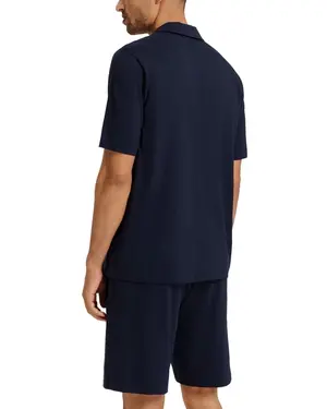 Hanro Night And Day Cotton Button Front Shirt - Deep Navy