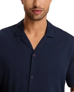 Hanro Night And Day Cotton Button Front Shirt - Deep Navy