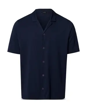 Hanro Night And Day Cotton Button Front Shirt - Deep Navy