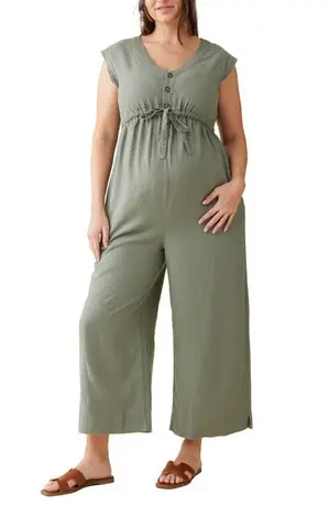 INGRID & ISABEL® Sleeveless Maternity Jumpsuit - Agave