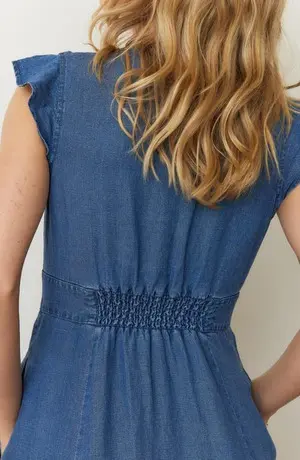 Marine Layer Camila Button-front Midi Dress - Medium Wash