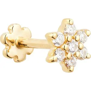 MARIA TASH Diamond Flower Threaded Stud Earring - Yellow Gold