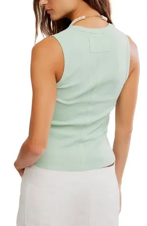 Free People Neria Rib Tank - Cameo Green