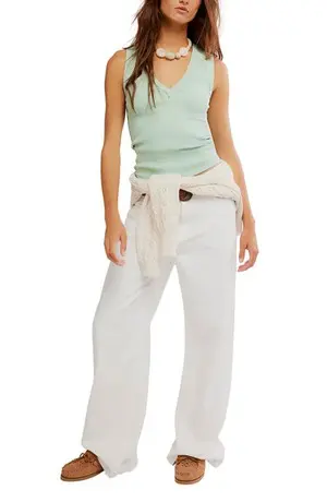 Free People Neria Rib Tank - Cameo Green