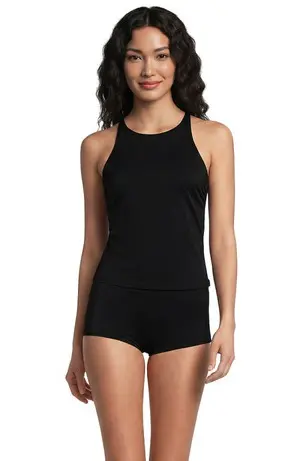 LANDS' END D-cup High Neck Strappy Back Tankini Swimsuit Top - Black