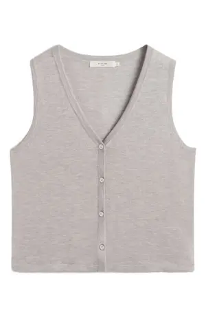 Almina Concept Knit Button Closure Vest - Grey