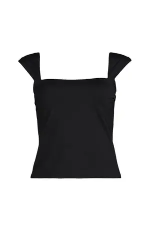 LANDS' END Square Neck Underwire Tankini Top - Black