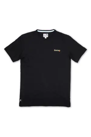 BAJA LLAMA Boring Embroidery Slub Pima Tee At Nordstrom Black