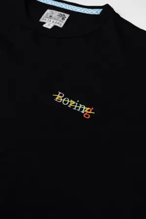 BAJA LLAMA Boring Embroidery Slub Pima Tee - Black