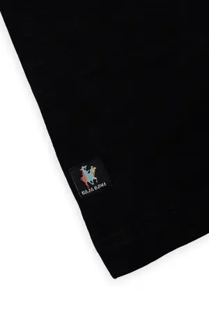 BAJA LLAMA Boring Embroidery Slub Pima Tee - Black