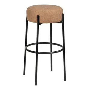 JONATHAN Y Paola Modern Minimalist Round Backless Metal Cushioned Stool - Brown