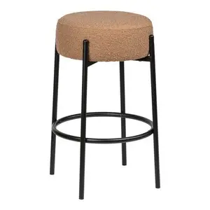 JONATHAN Y Paola Modern Minimalist Round Backless Metal Cushioned Stool - Light Brown