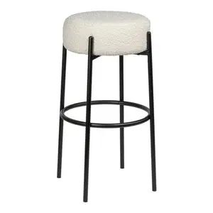 JONATHAN Y Paola Modern Minimalist Round Backless Metal Cushioned Stool - White