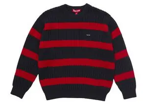 Supreme Loose Gauge Stripe Small Box Sweater - Navy Blue