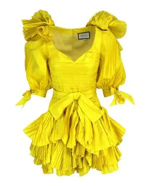 Gucci Pleated Mini Dress - Bright Yellow