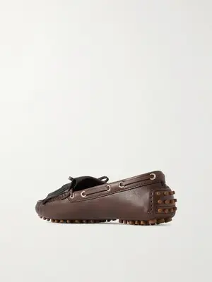 Brunello Cucinelli Tasseled Fringed Bead-embellished Leather Loafers - Brown