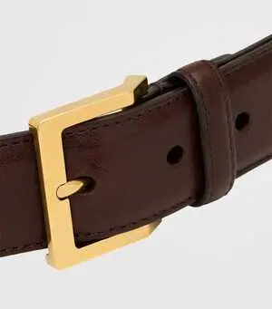 Saint Laurent Calfskin Vadim Belt - Beige
