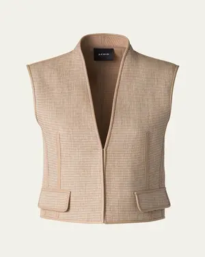 Akris Akris Raffia Vest With Leather Trim - Cuoio