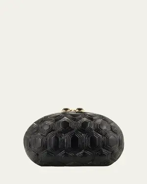 SILVIA FURMANOVICH Turtle Shell Wooden Oval Clutch