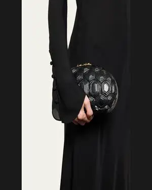 SILVIA FURMANOVICH Turtle Shell Wooden Oval Clutch