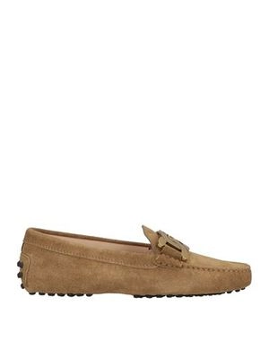 TOD'S Woman Loafers Dark Brown Size 8 Leather Beige