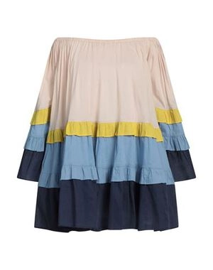 TWINSET Cotton Tiered Mini Dress - Sand