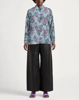 Versace Floral Print Crepe Shirt - Blue