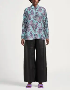 Versace Floral Print Crepe Shirt - Blue