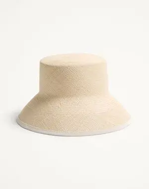 Valentino Garavani Vlogo Signature Straw Bucket Hat With Cherryfic Embroidery - Natural/multicolour