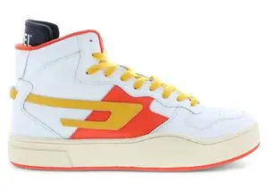 DIESEL® Sukiyo Mid High-top Sneakers - Star White/cherry Tomato/golden Rod