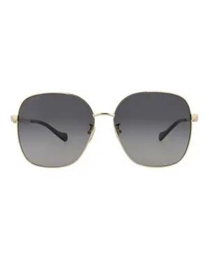 Gucci Square Frame Metal Sunglasses - Gold/grey (gg1089sa