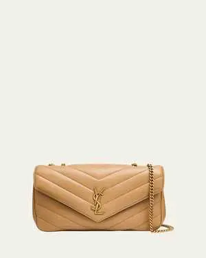 Saint Laurent Loulou Chain Shoulder Bag In Quilted Leather - Natural Tan