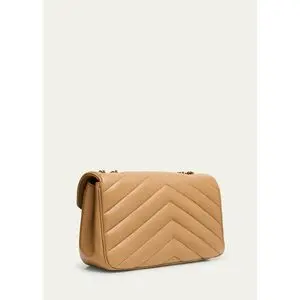 Saint Laurent Loulou Chain Shoulder Bag In Quilted Leather - White