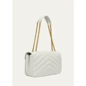 Saint Laurent Loulou Chain Shoulder Bag In Quilted Leather - White