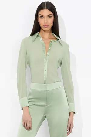 Alice + Olivia Willa 70s Collar Silk Blouse