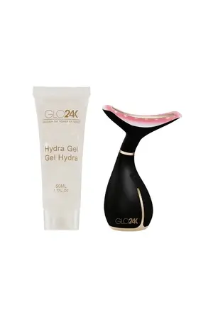 GLO24K Skin Rejuvenation Beauty Device For Face And Neck + Conductive Hydra Gel - Natural