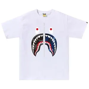 A BATHING APE Color Camo Separate Shark Tee 'white/black' White