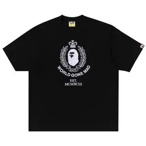 A BATHING APE Crest College Logo Relaxed Fit Tee - Black