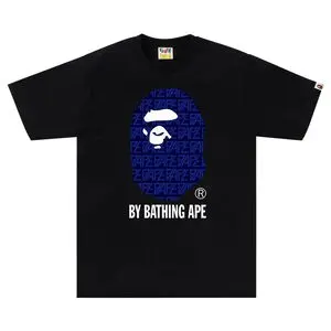 A BATHING APE Logo Monogram Bathing Ape Tee /navy - Black