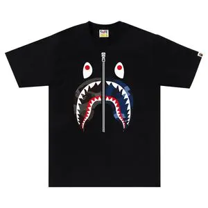 A BATHING APE Color Camo Separate Shark Tee - Black