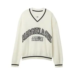 MAISON MARGIELA Varsity Jaquard V-neck 'off White