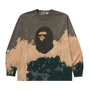 A BATHING APE Tie Dye Ape Head Relaxed Fit Long-sleeve Tee 'beige